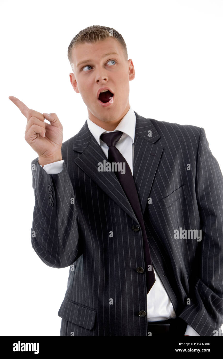 Old businessman pointing finger hi-res stock photography and images - Alamy