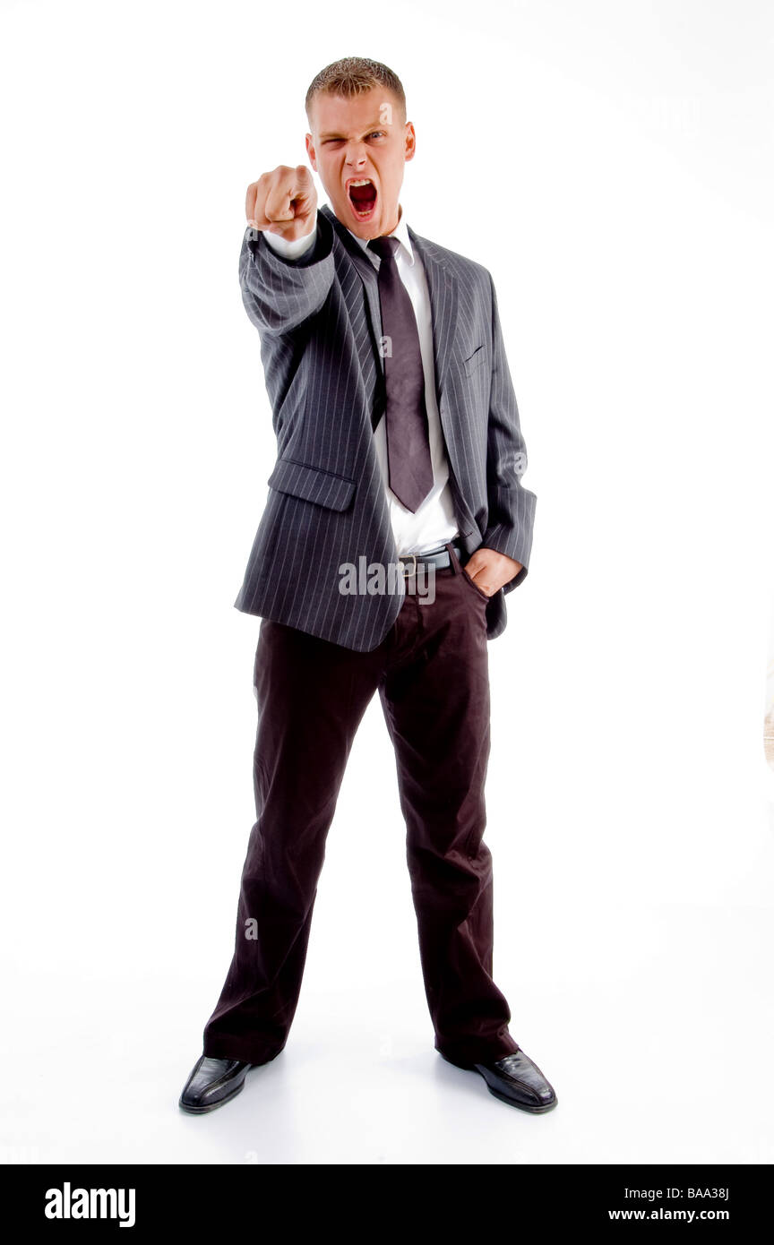 shouting adult businessman pointing at camera Stock Photo - Alamy