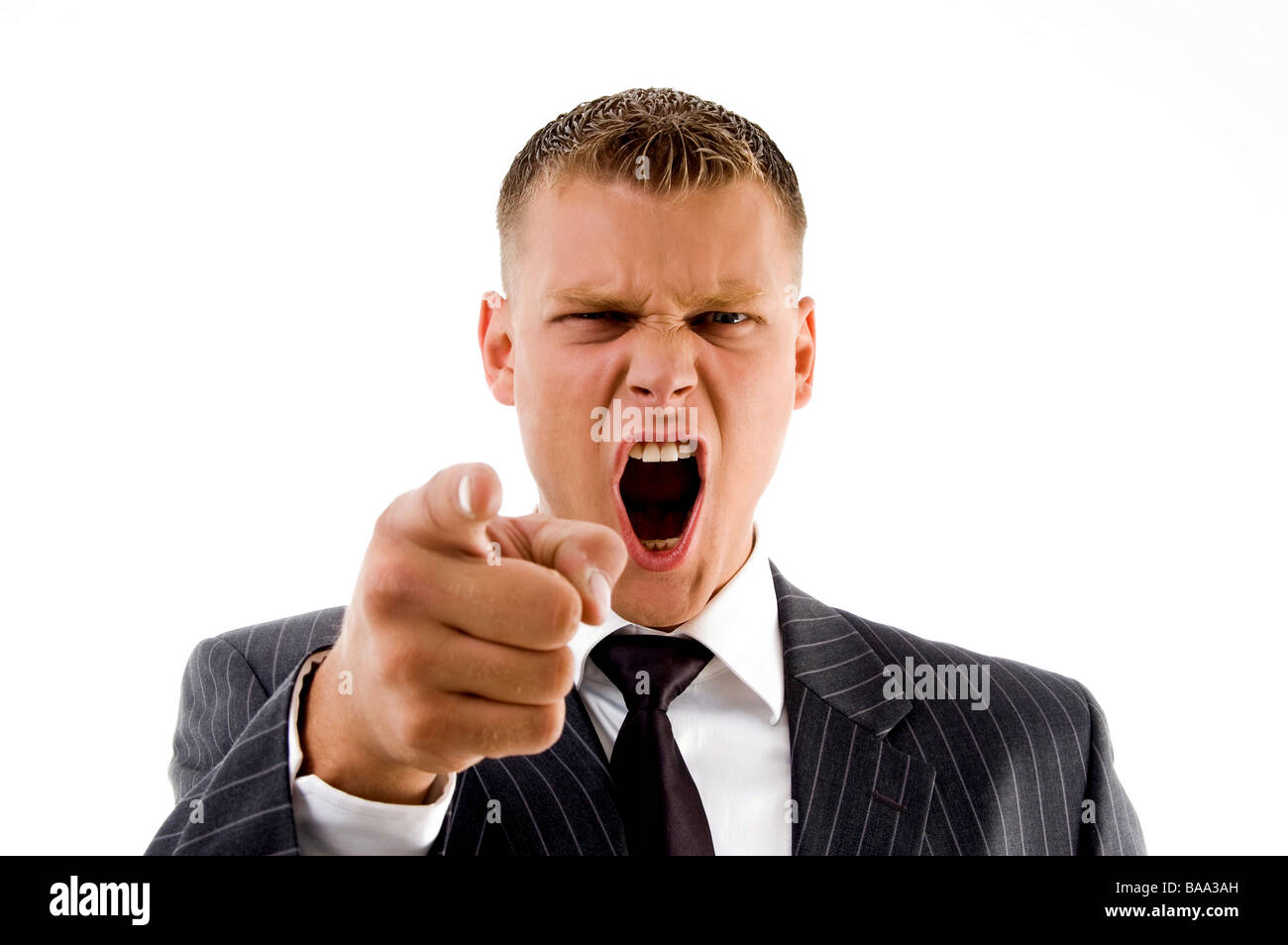 portrait of shouting businessman Stock Photo - Alamy
