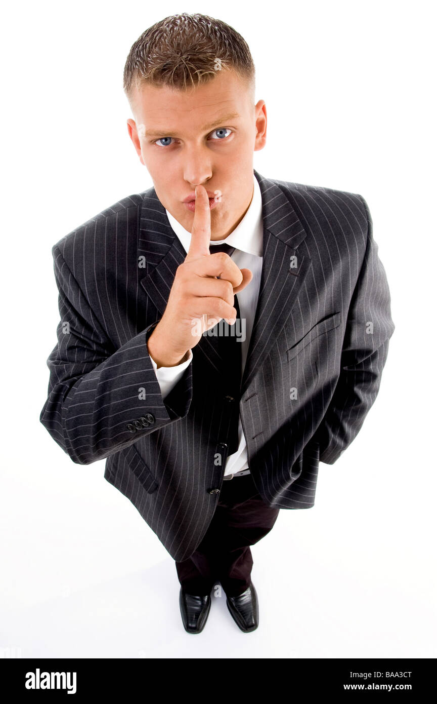 executive instructing to keep silent Stock Photo - Alamy