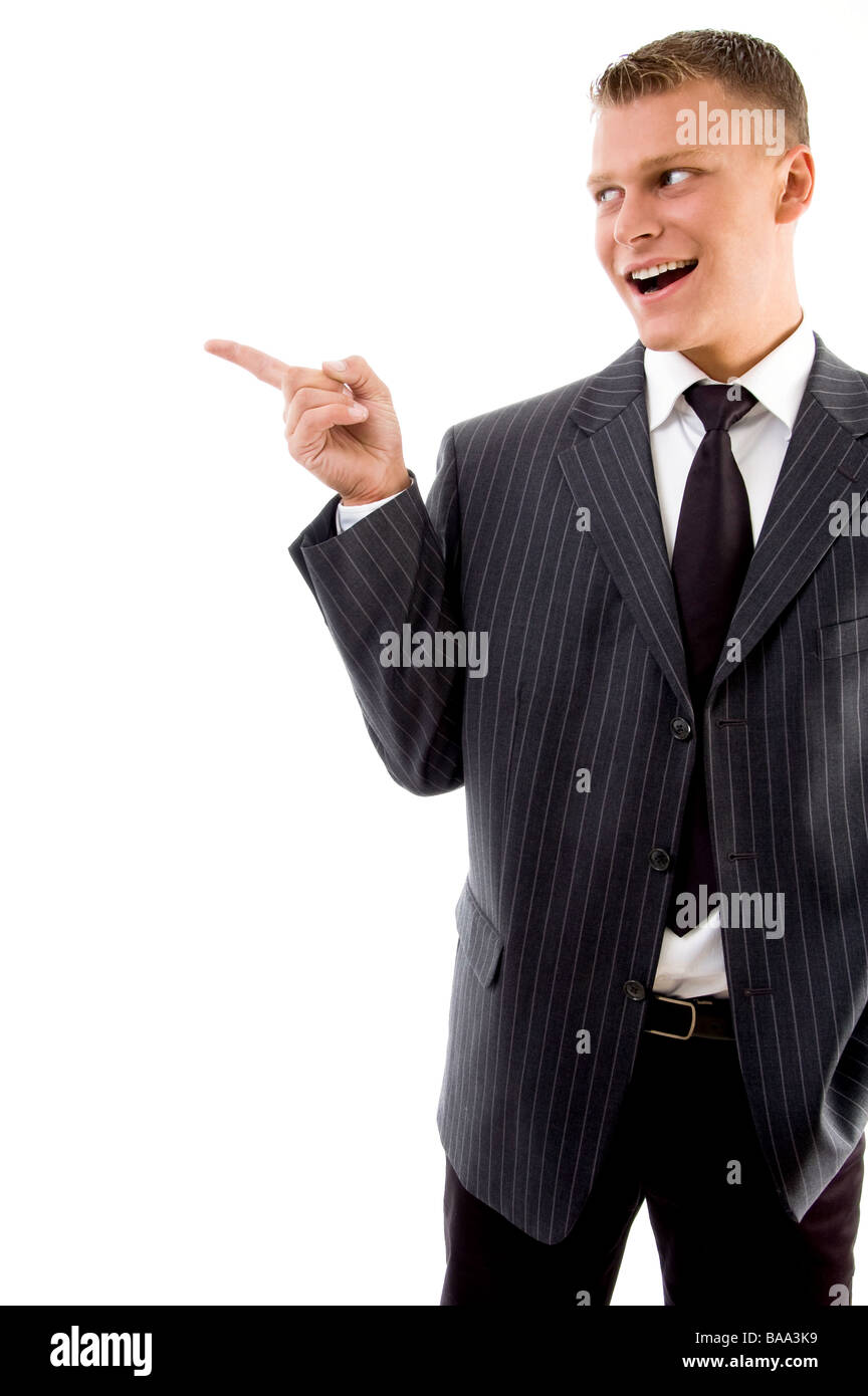 corner view of pointing businessman Stock Photo - Alamy