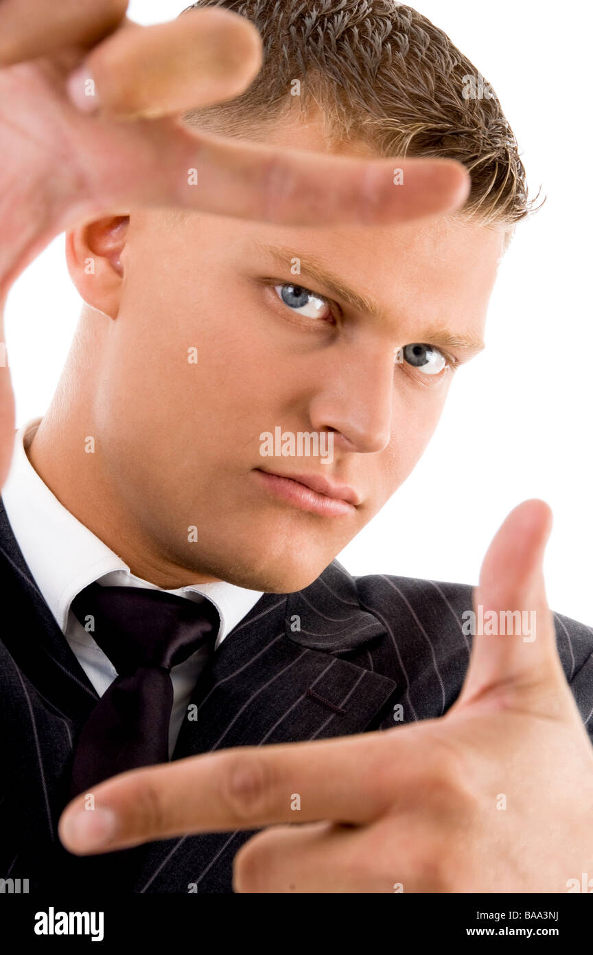 businessman showing framing hand gesture Stock Photo - Alamy