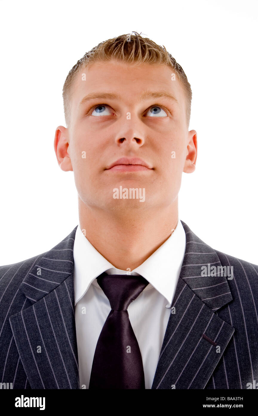 young guy looking upwards Stock Photo - Alamy
