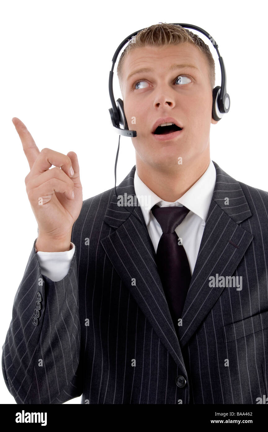 Businessman pointing sideways hi-res stock photography and images - Alamy