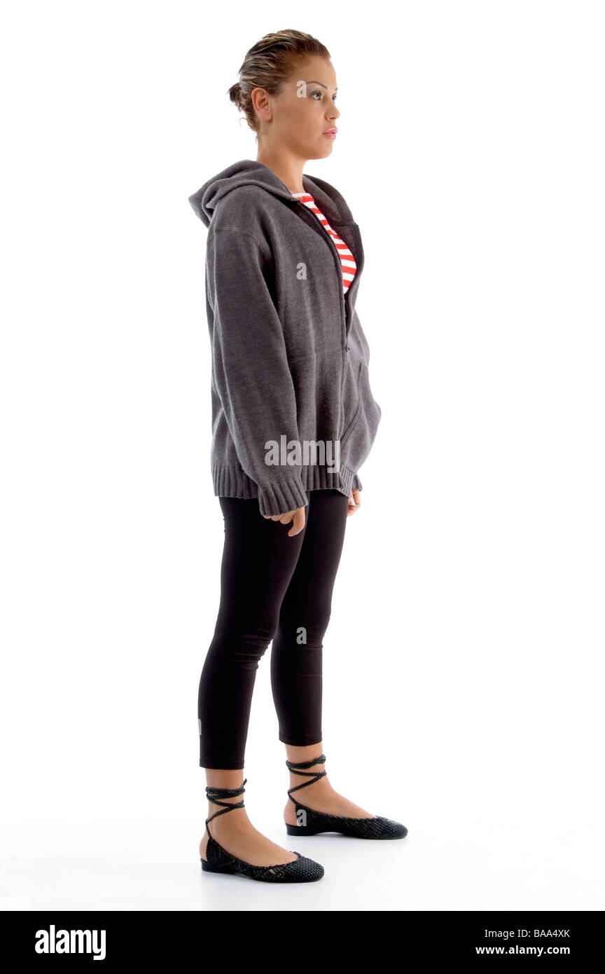 side view of standing woman Stock Photo - Alamy