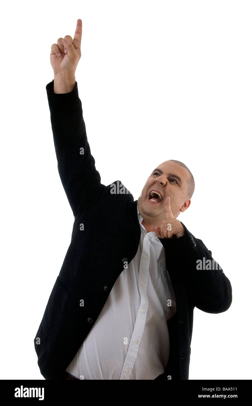 adult businessman pointing up Stock Photo - Alamy