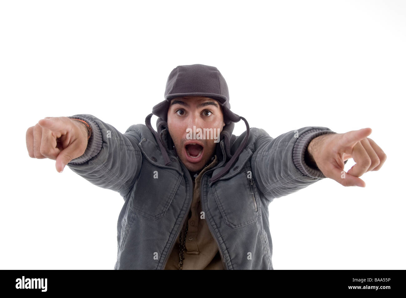 handsome man pointing towards Stock Photo - Alamy