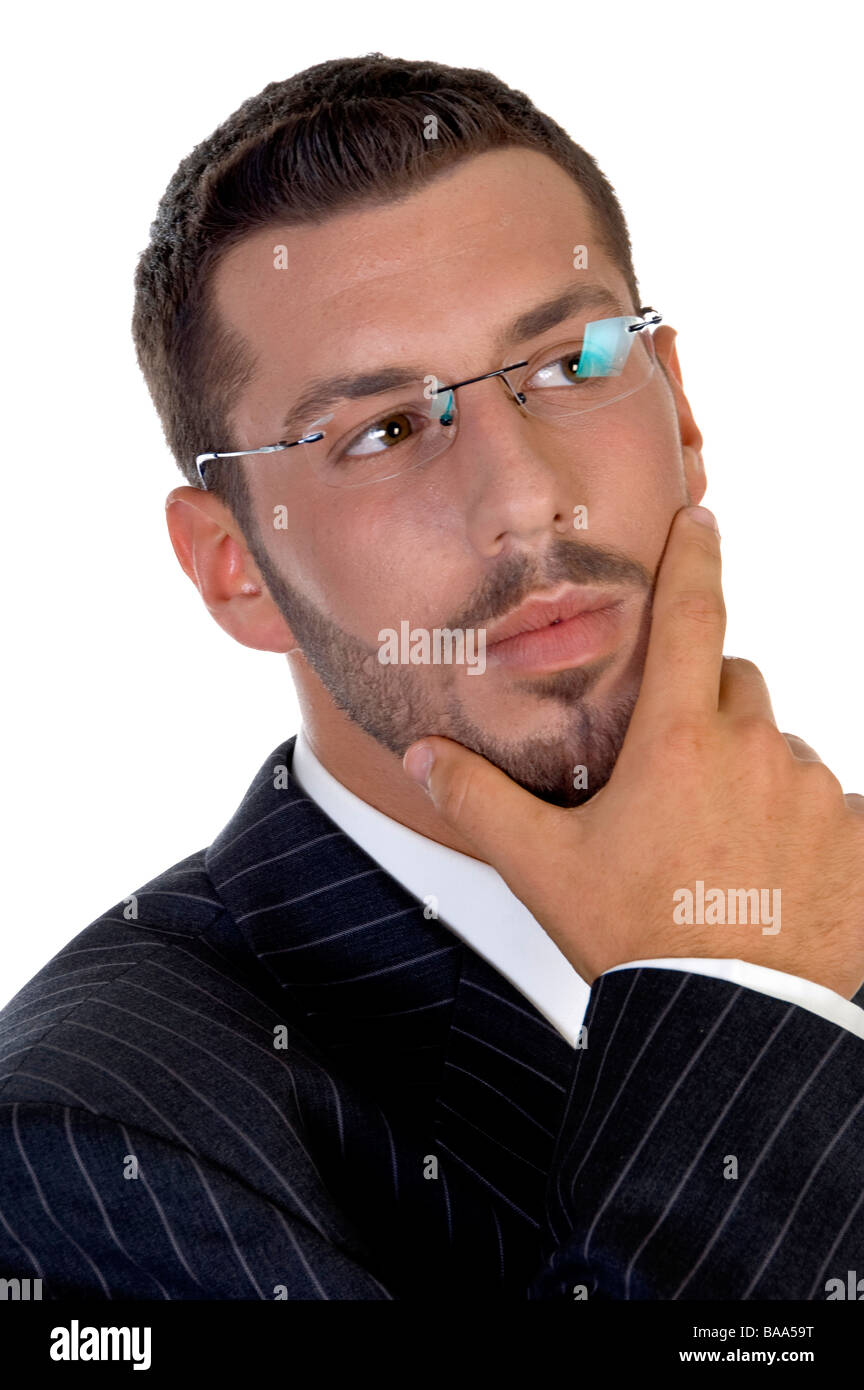 portrait of thinking executive Stock Photo - Alamy