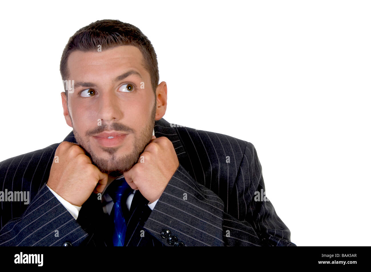 businessman putting his chin in hands Stock Photo - Alamy