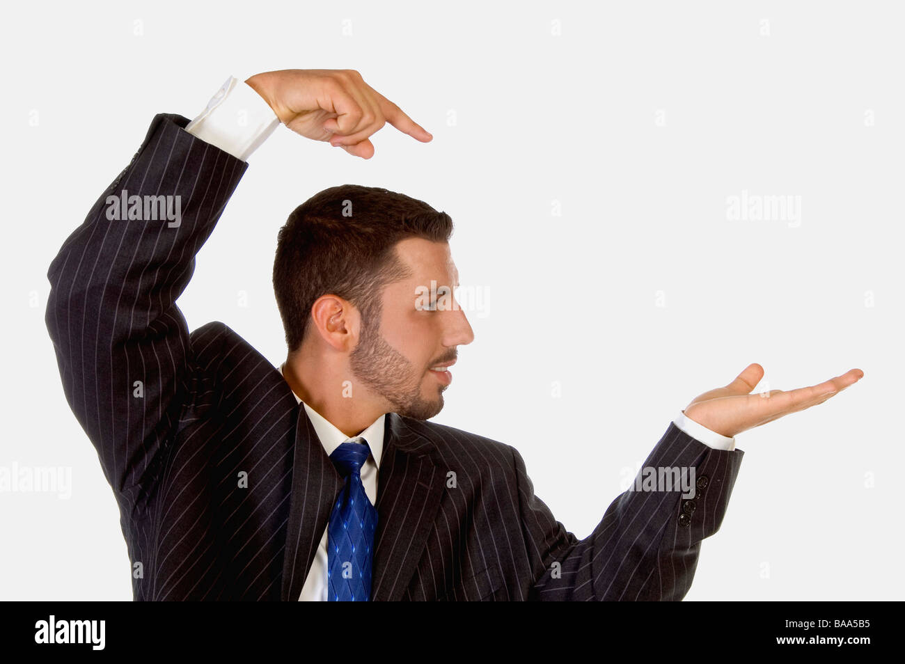 businessman pointing his palm Stock Photo - Alamy