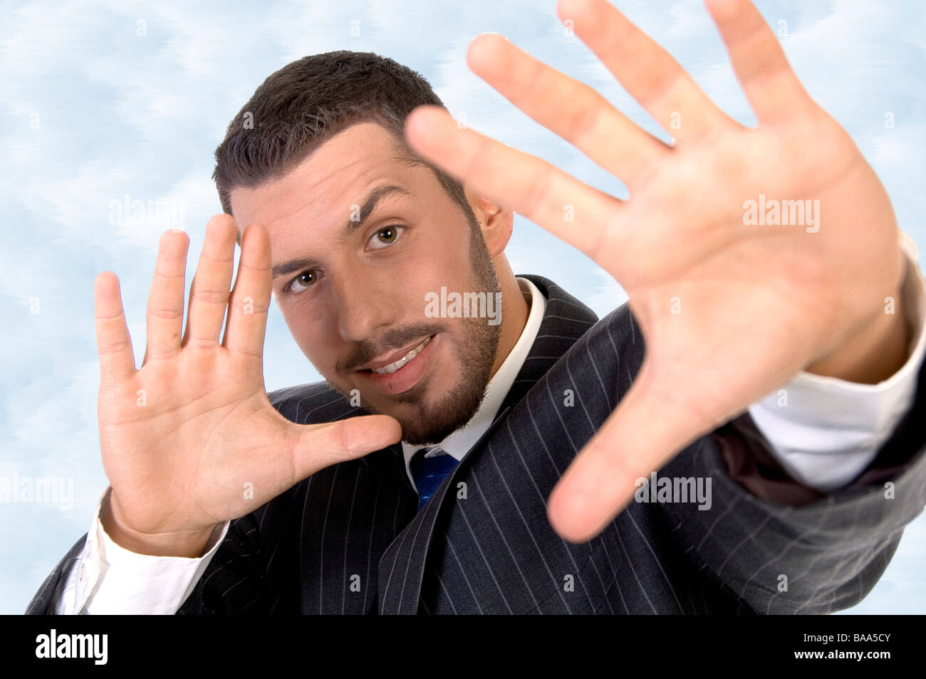 executive giving directing hand gesture Stock Photo - Alamy