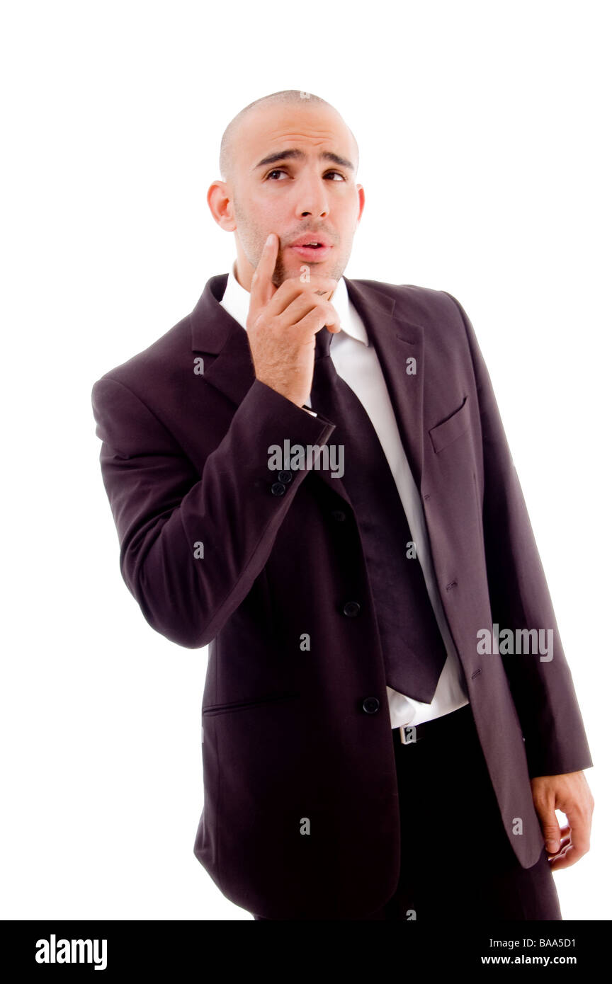 thinking pose of businessman Stock Photo - Alamy