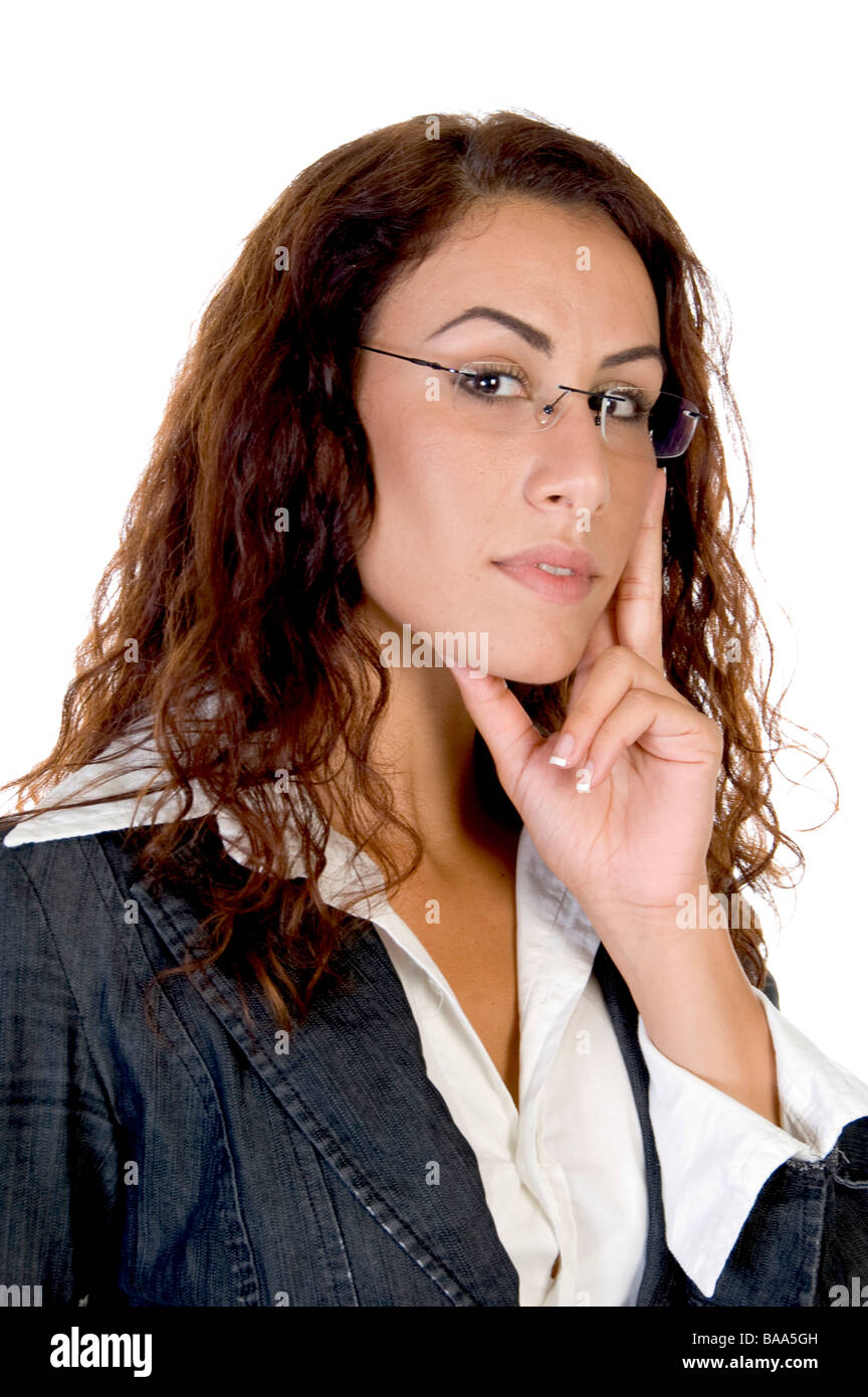 female in thinking pose Stock Photo - Alamy