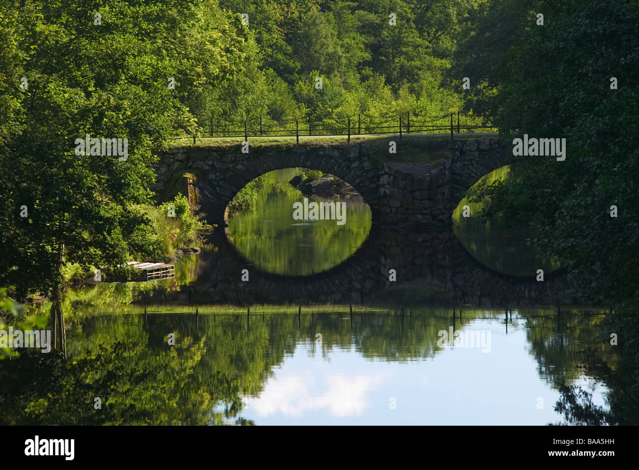 Bridge across a stream Broby Skane Sweden Stock Photo - Alamy