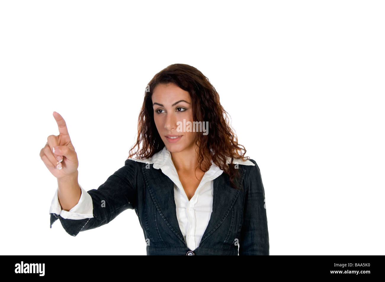 lady pointing out something Stock Photo - Alamy