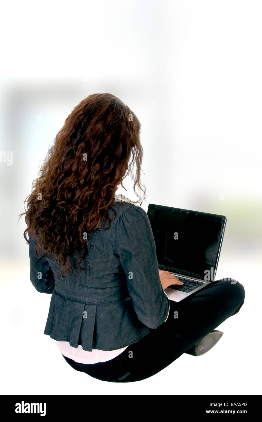 female busy with laptop Stock Photo - Alamy