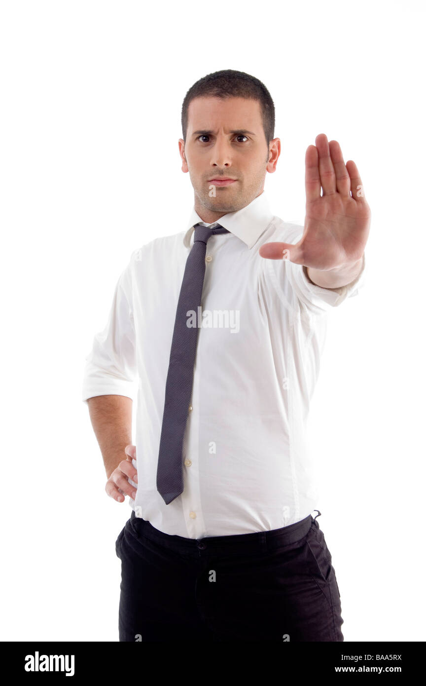 professional man showing stopping gesture Stock Photo - Alamy