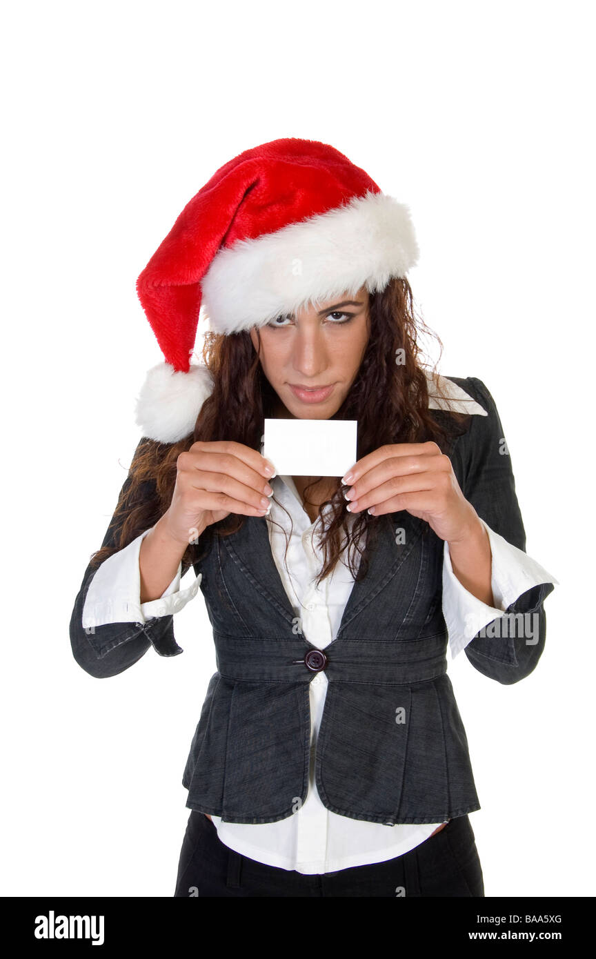 lady showing card Stock Photo - Alamy