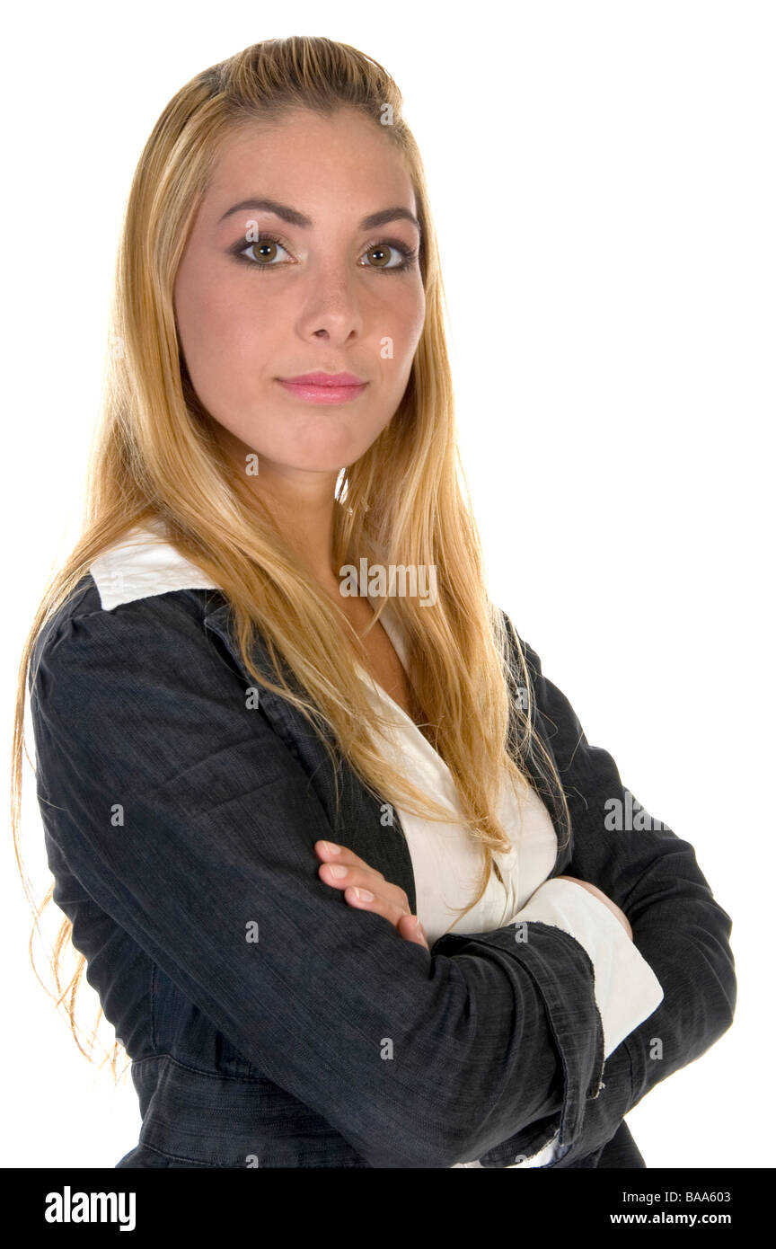 posing lady with folded hands Stock Photo - Alamy