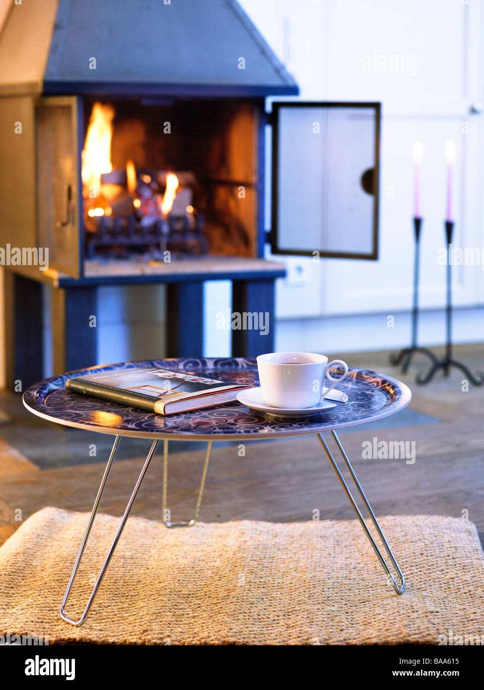 A stove in a livingroom, Sweden Stock Photo - Alamy