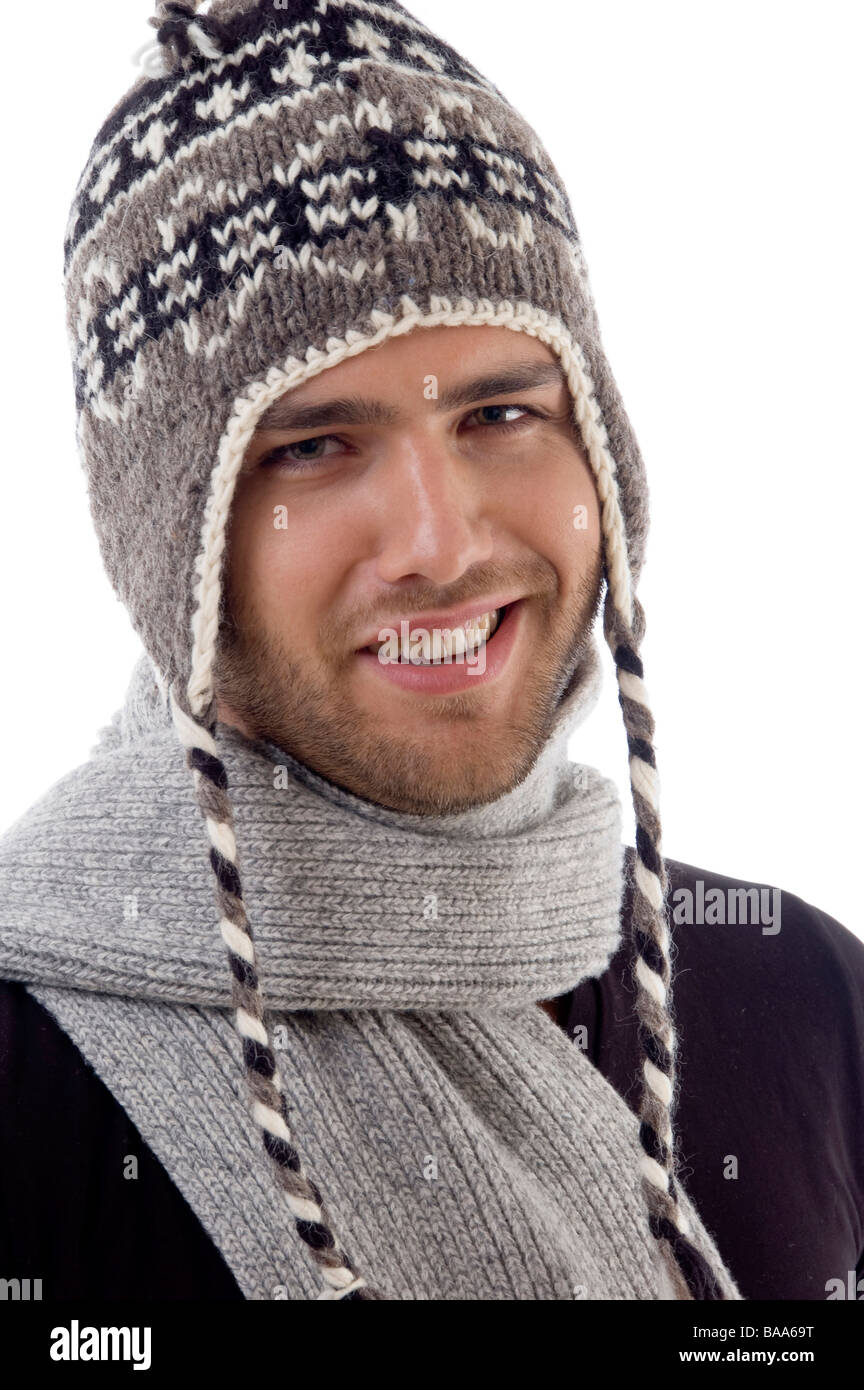 cool handsome guy wearing woolen cap Stock Photo - Alamy
