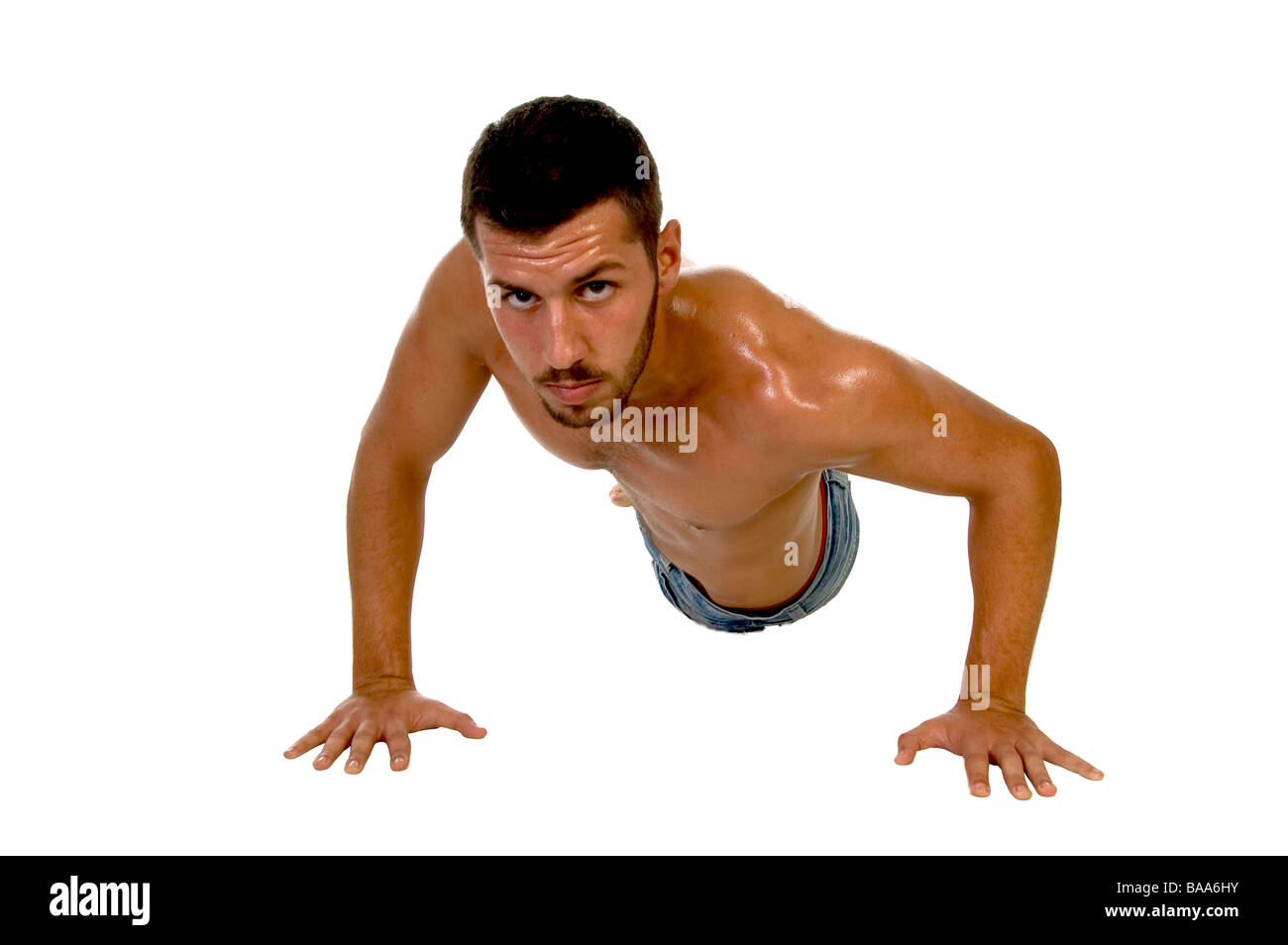 male working out with side pose Stock Photo - Alamy