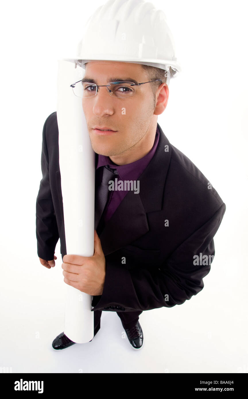 male architect holding blueprints Stock Photo - Alamy