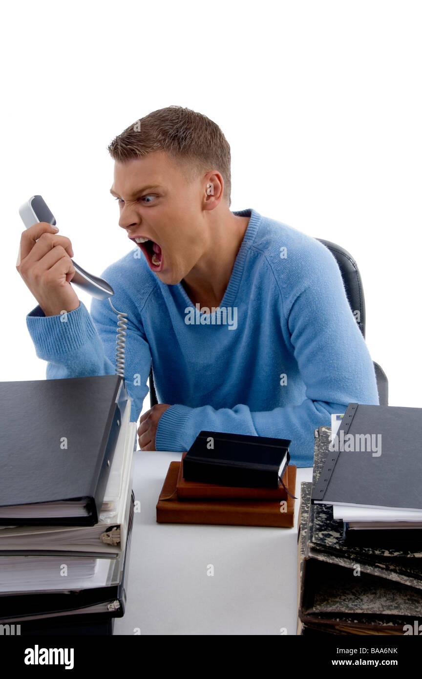 man shouting on phone Stock Photo - Alamy