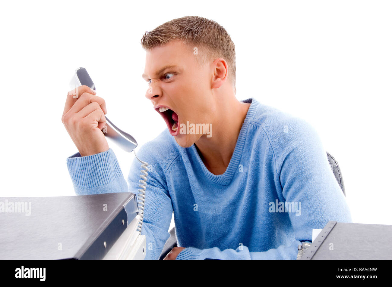 man shouting on phone call Stock Photo - Alamy