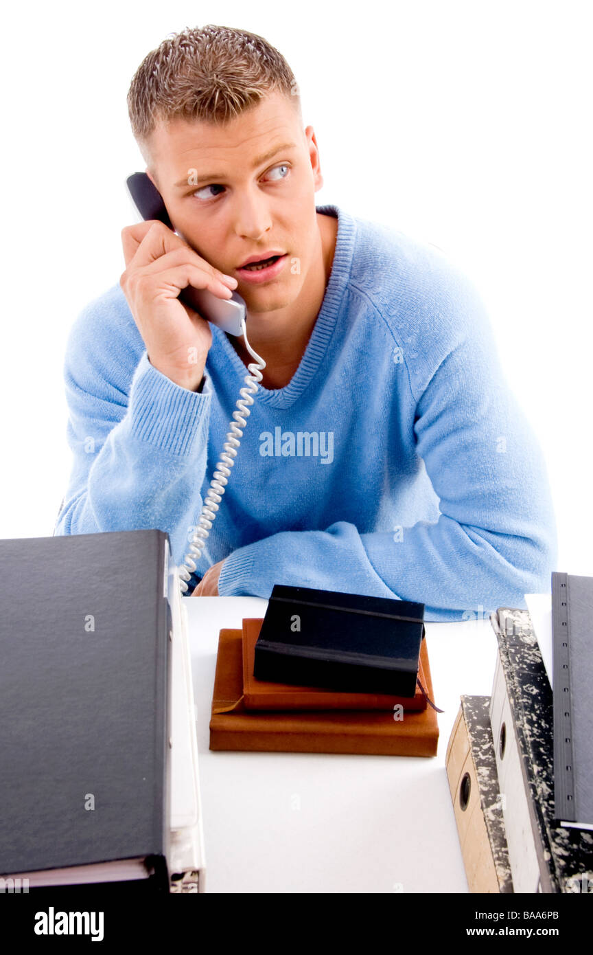 phone call in office at desk Stock Photo - Alamy