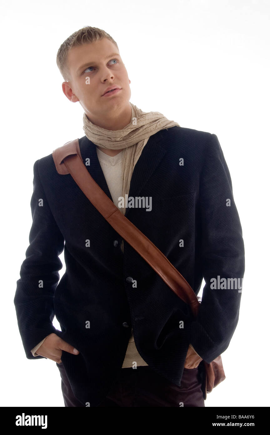 handsome male looking upward Stock Photo - Alamy