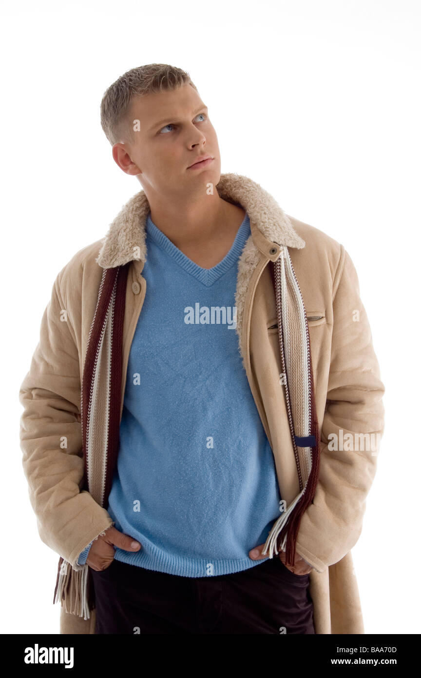 attractive male looking upward Stock Photo - Alamy