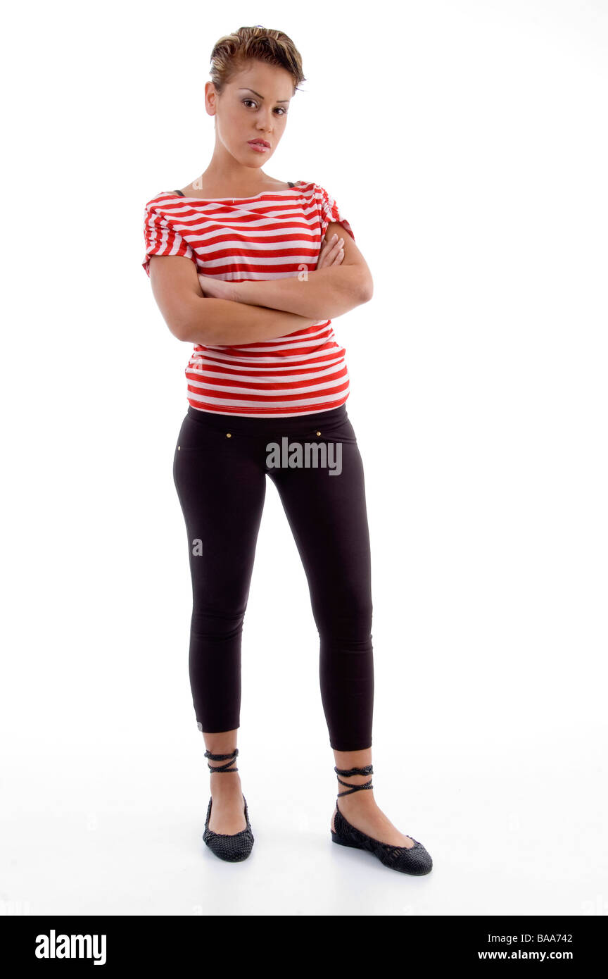 standing model with folded hands Stock Photo - Alamy