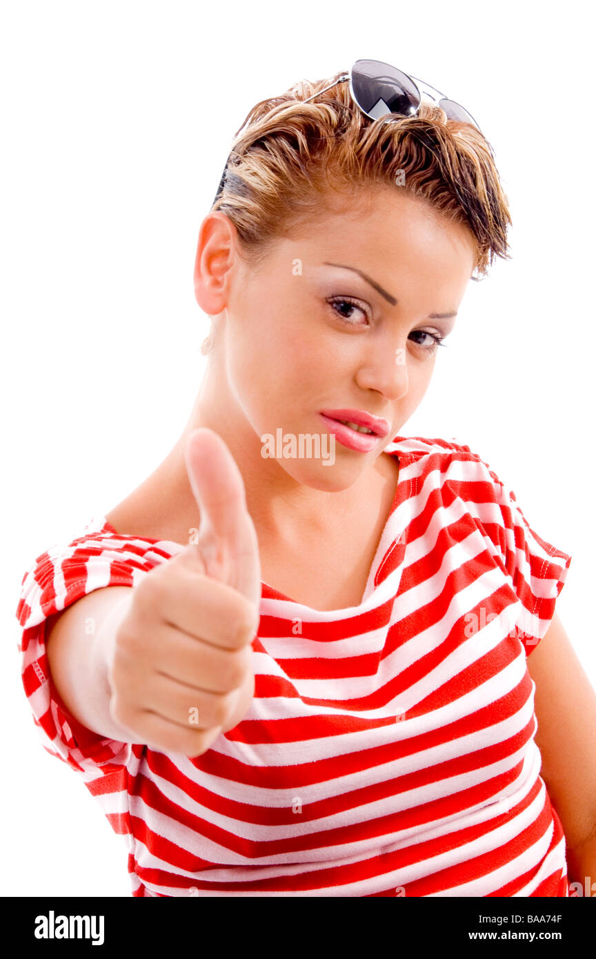 beautiful model with thumbs up Stock Photo - Alamy