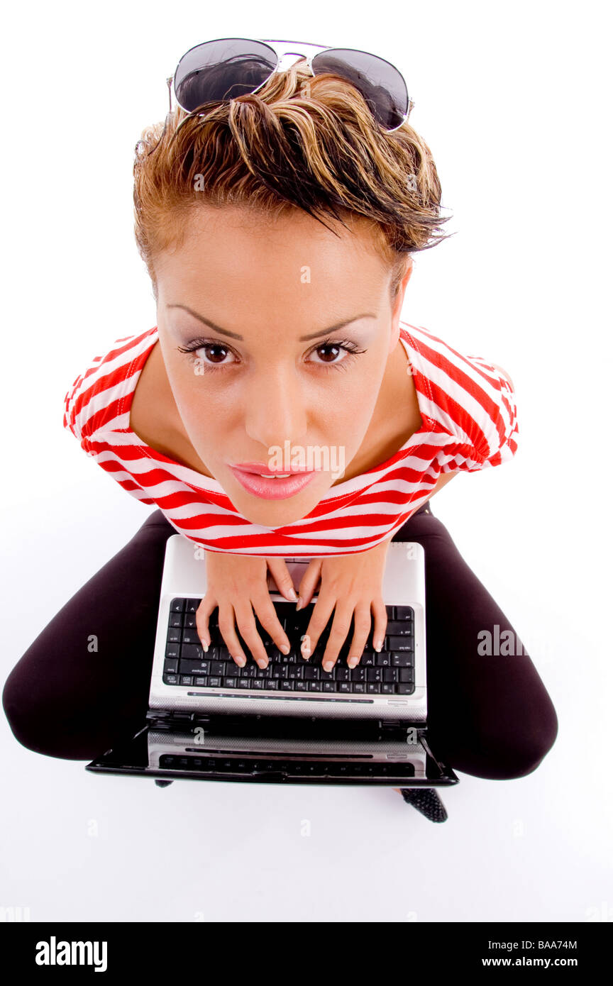 female with laptop Stock Photo - Alamy