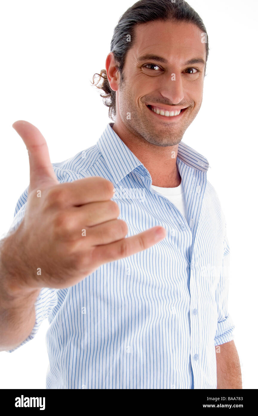 smiling man with hand gesture Stock Photo - Alamy