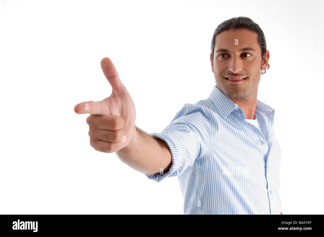 young handsome guy pointing Stock Photo - Alamy