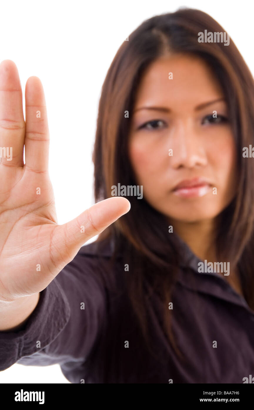 Businesswoman stopping hand gesture hi-res stock photography and images ...