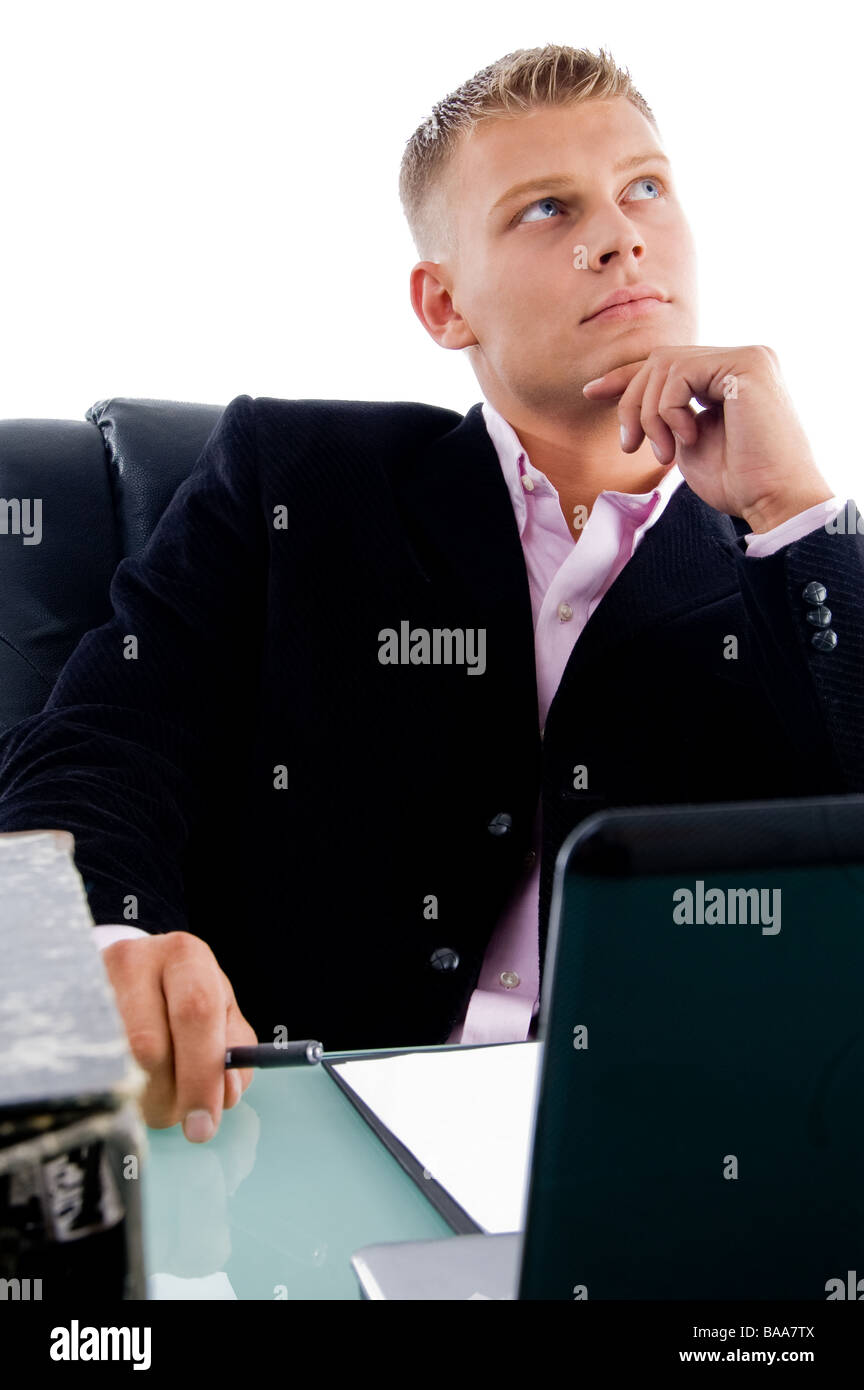 young manager looking upside Stock Photo - Alamy