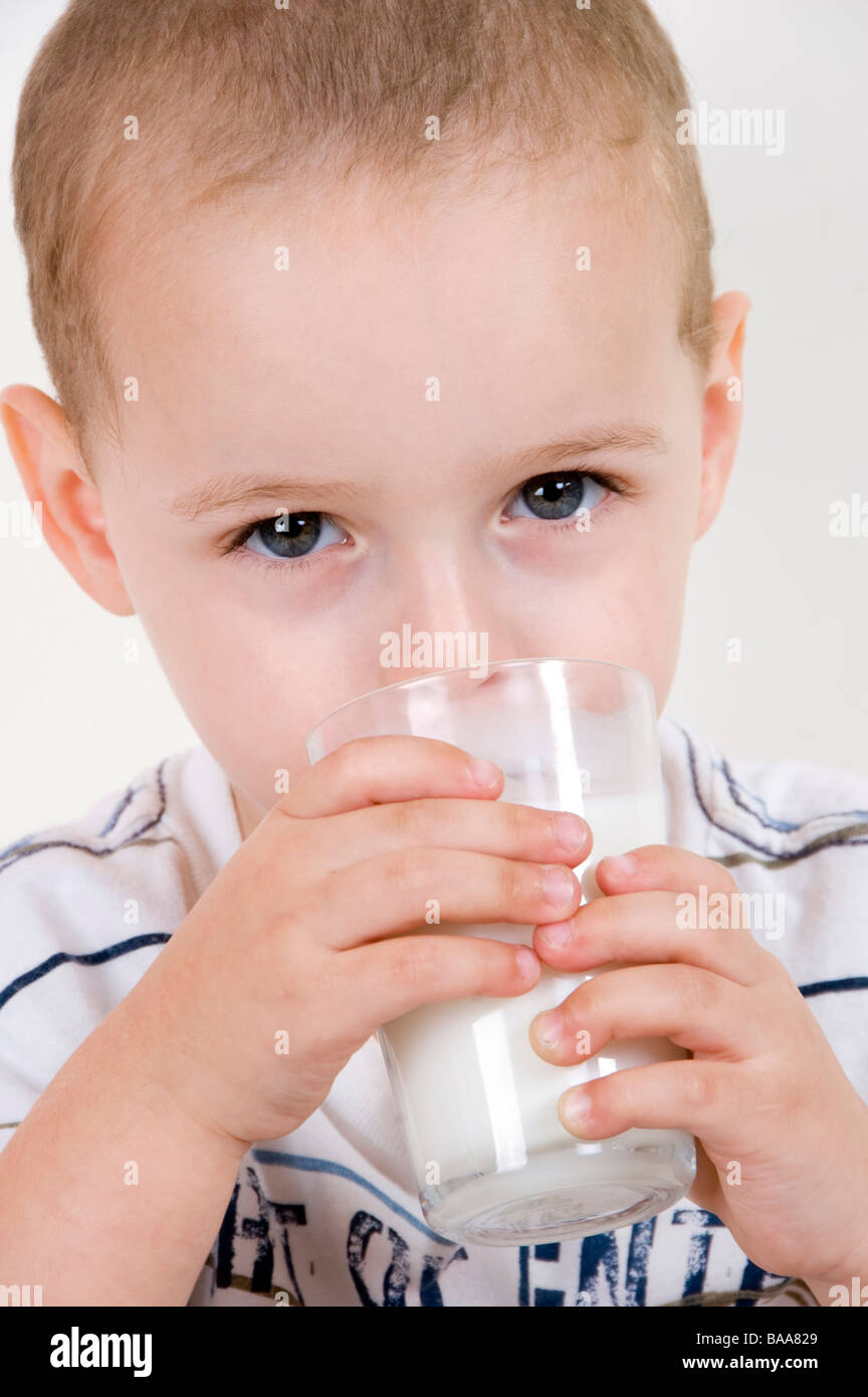 little child with milk glass Stock Photo - Alamy