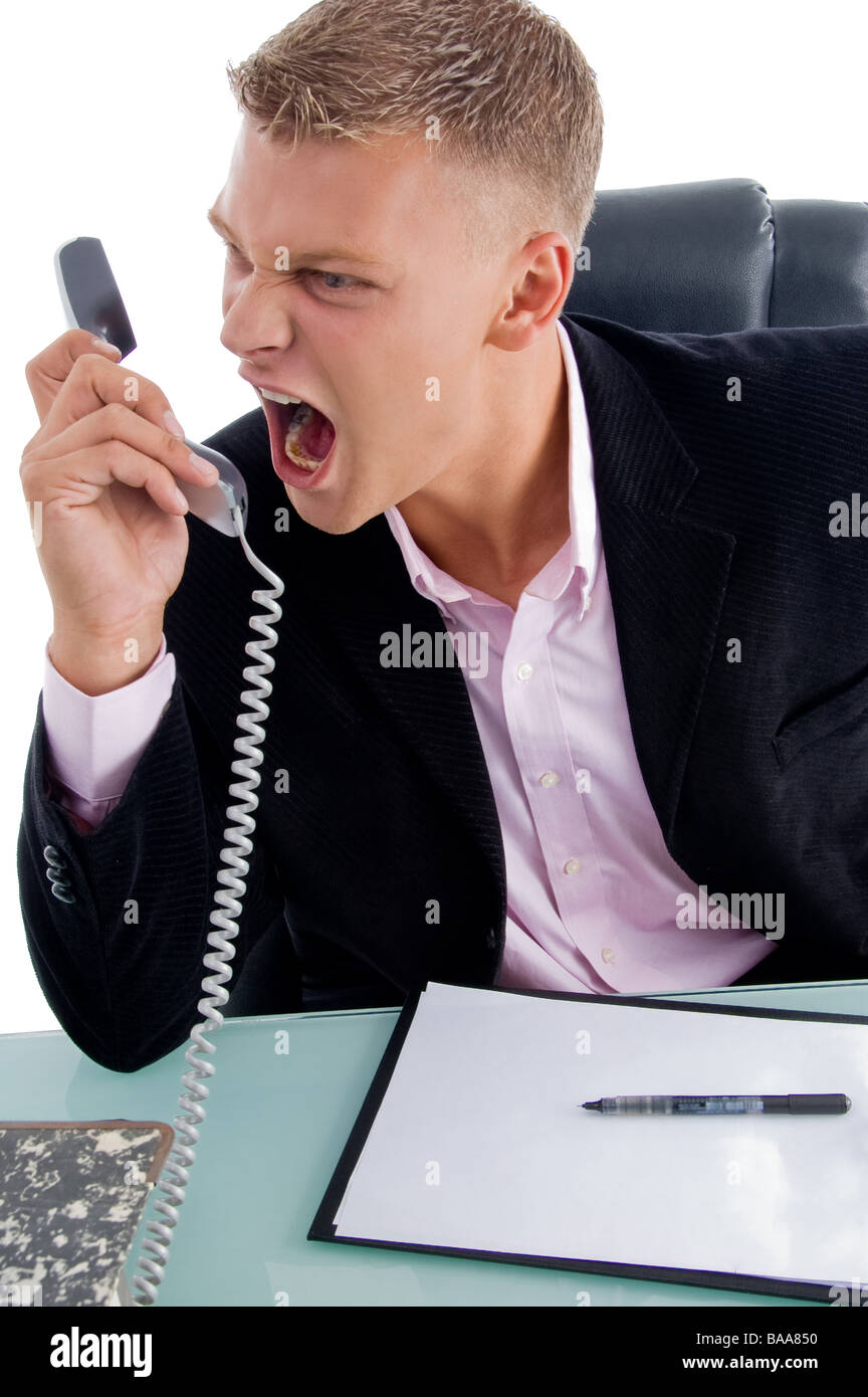 angry ceo shouting on phone Stock Photo - Alamy