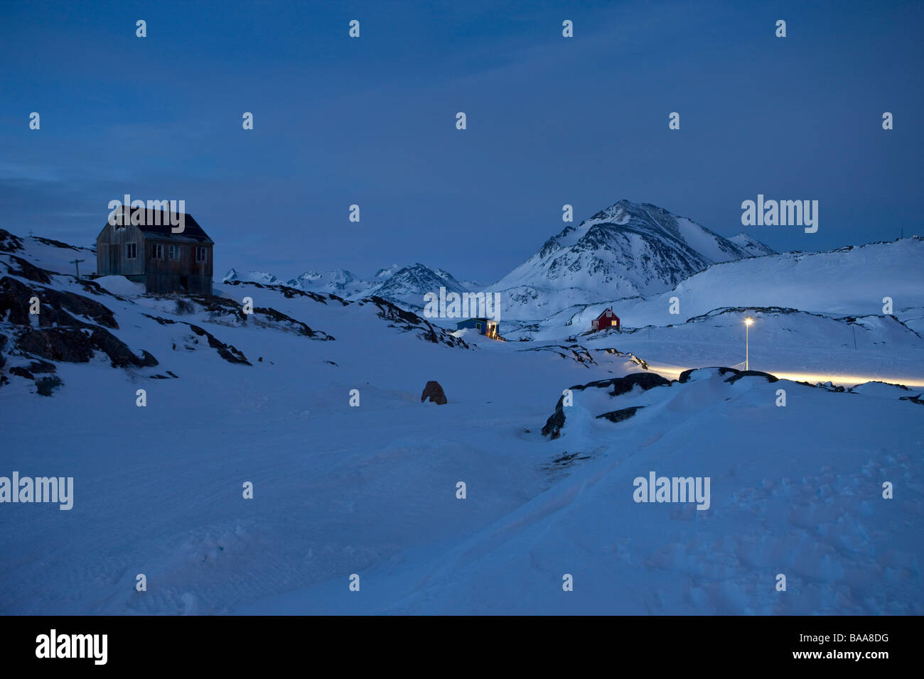 Kulusuk in Greenland at night Stock Photo - Alamy