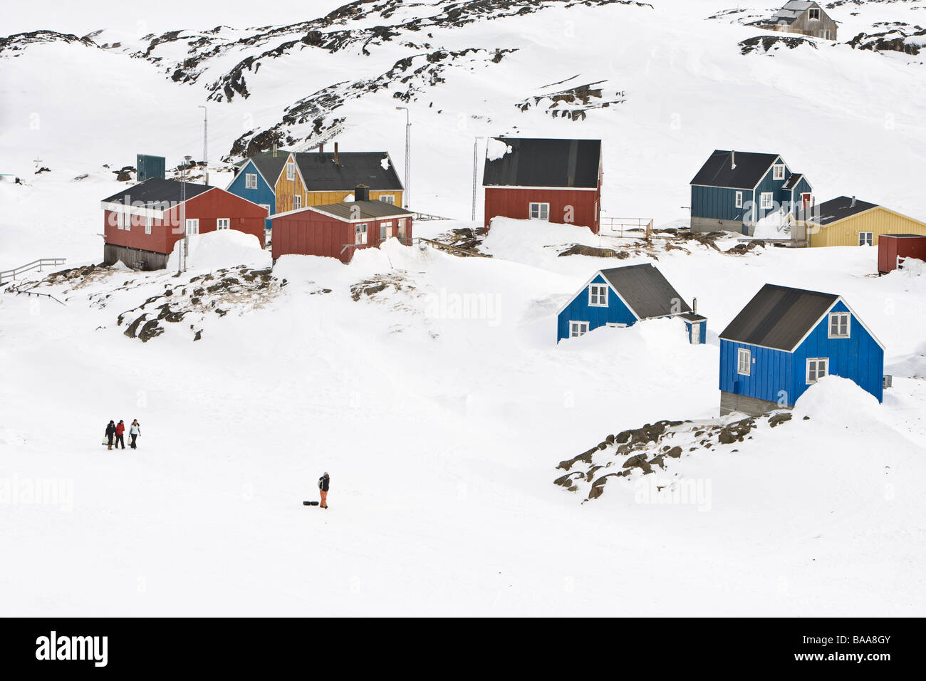 The village Kulusuk in Greenland Stock Photo - Alamy