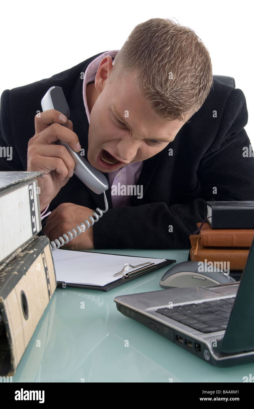 executive shouting on phone Stock Photo - Alamy