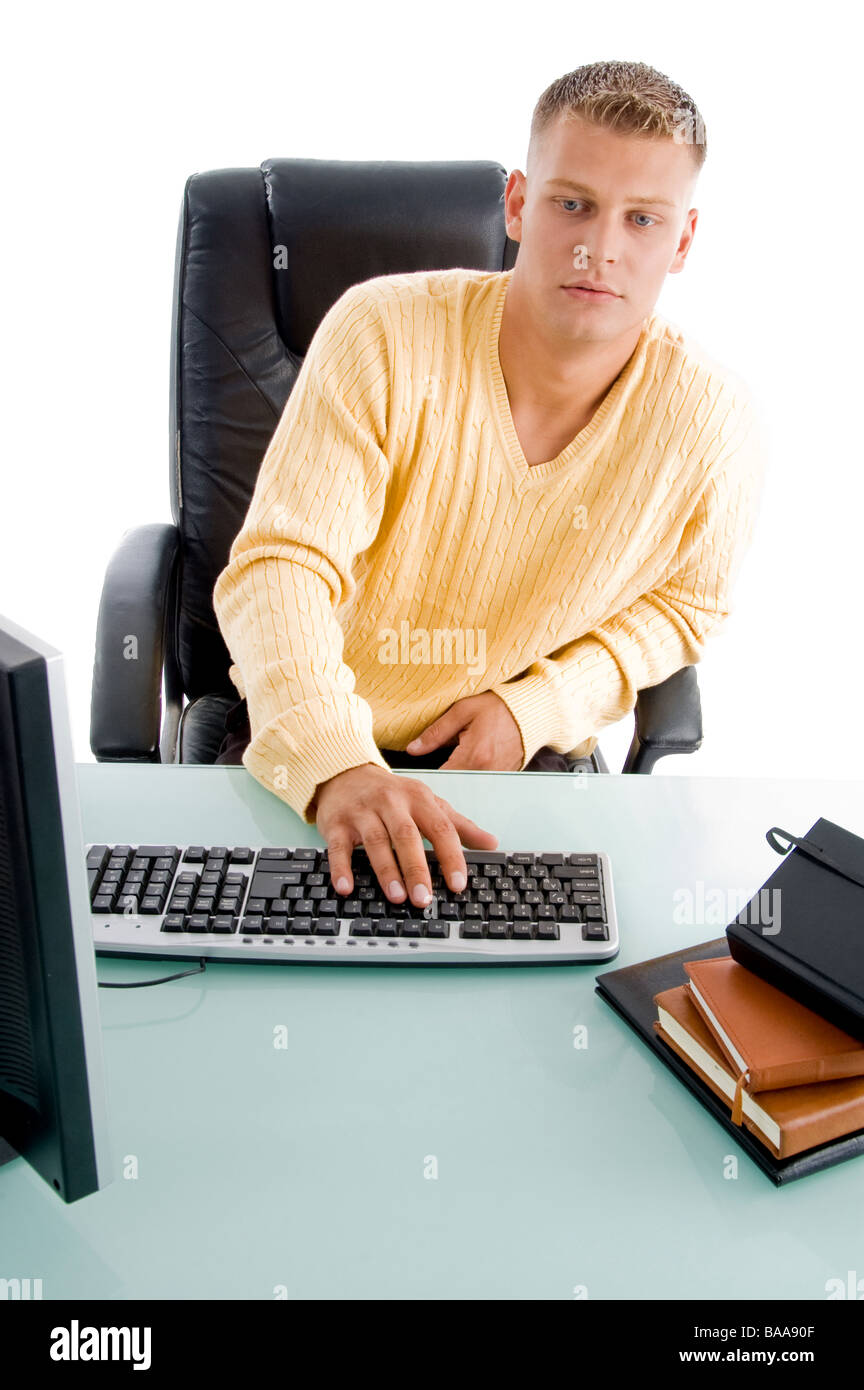 handsome guy working on computer Stock Photo - Alamy