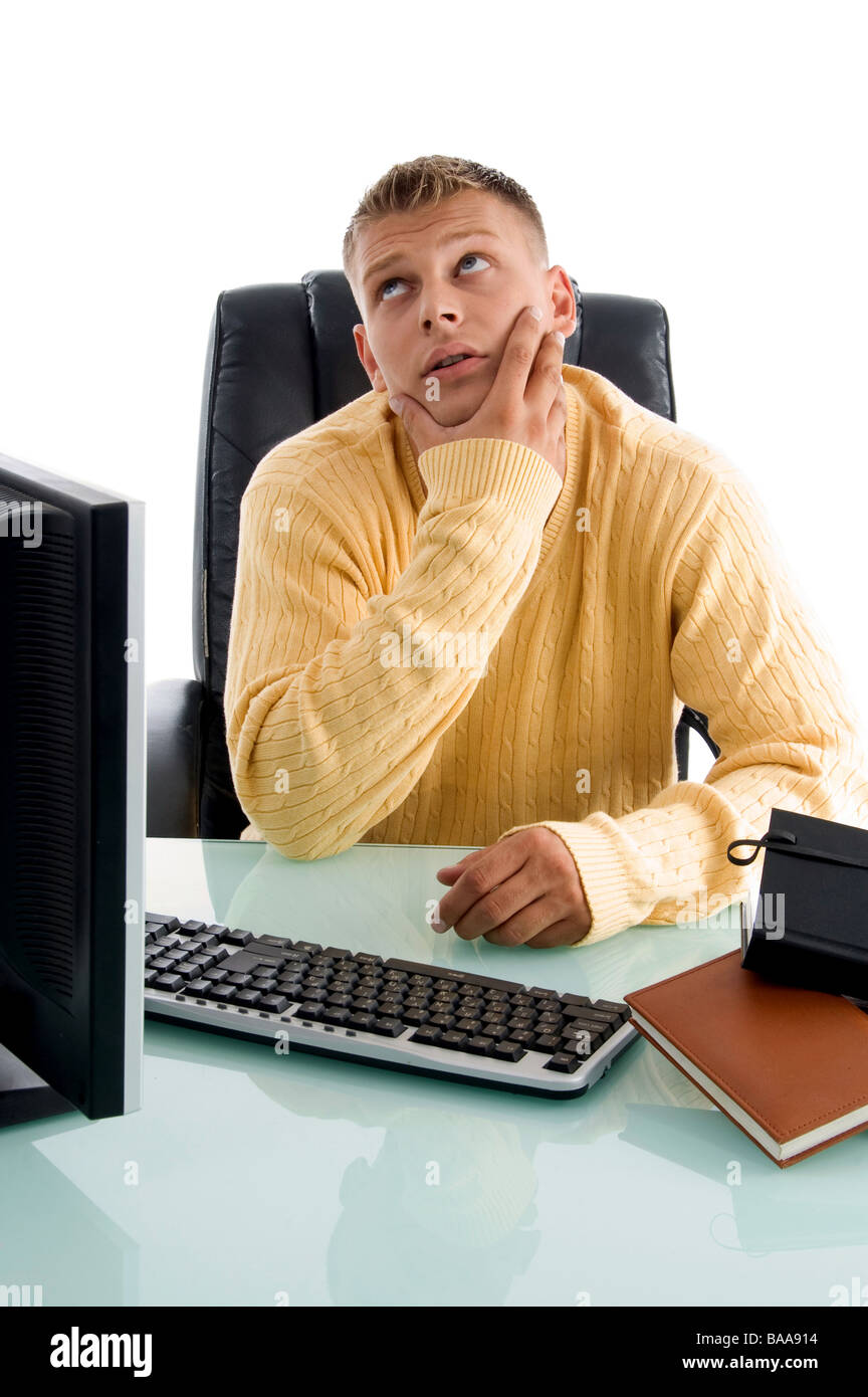 handsome guy in thinking pose Stock Photo - Alamy
