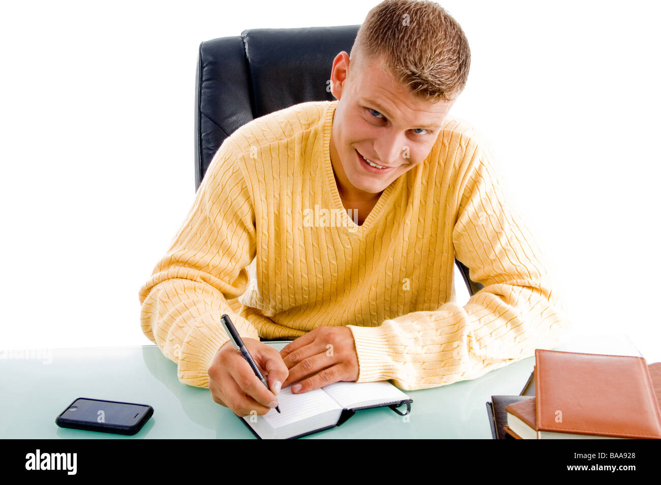 handsome executive writing Stock Photo - Alamy