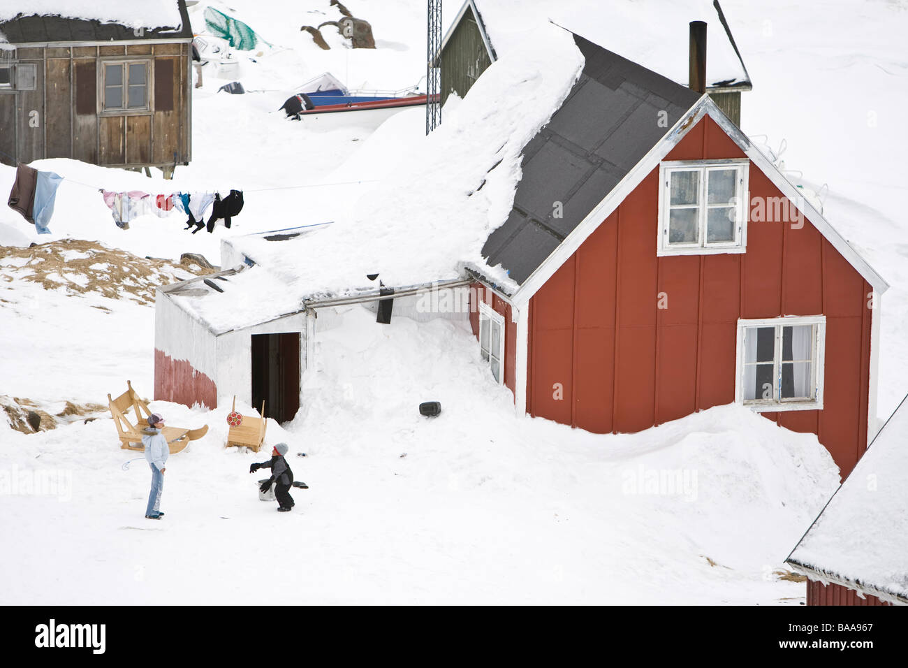 The village Kulusuk in Greenland Stock Photo - Alamy