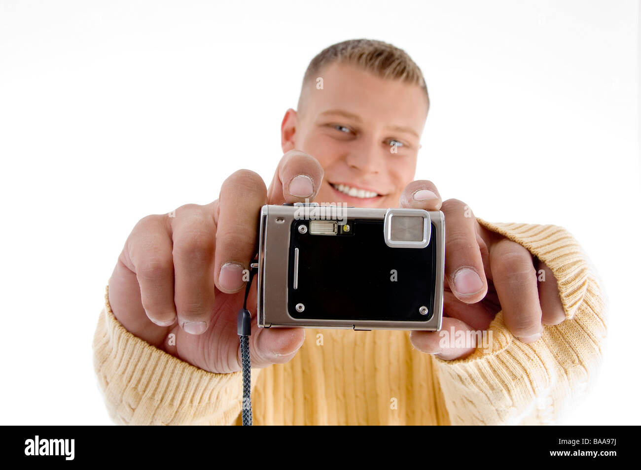 portrait of man showing camera Stock Photo - Alamy