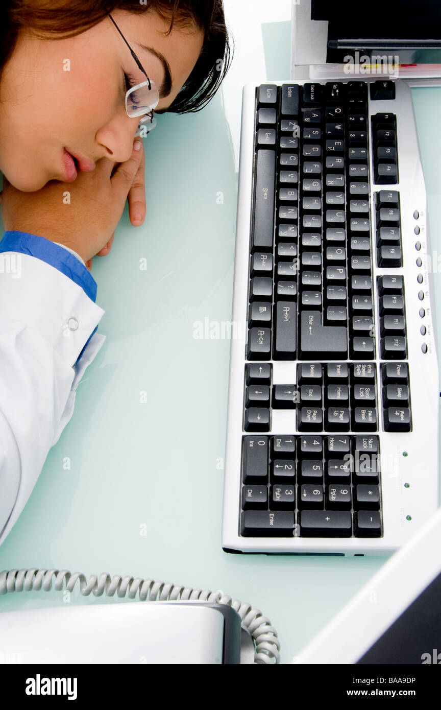 high angle view of doctor sleeping in clinic Stock Photo - Alamy